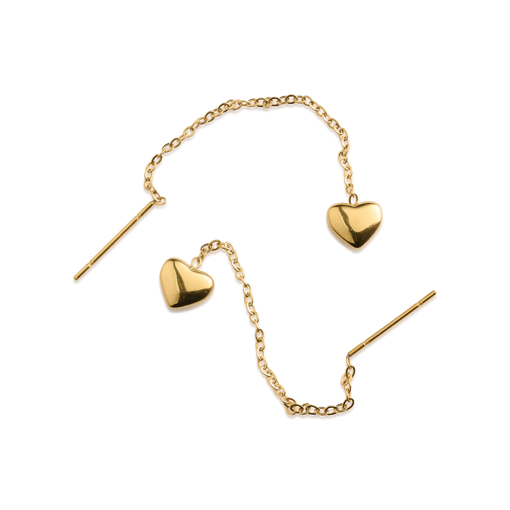 Julie - Heart Chain Earrings Gold Stainless Steel – Timi of Sweden
