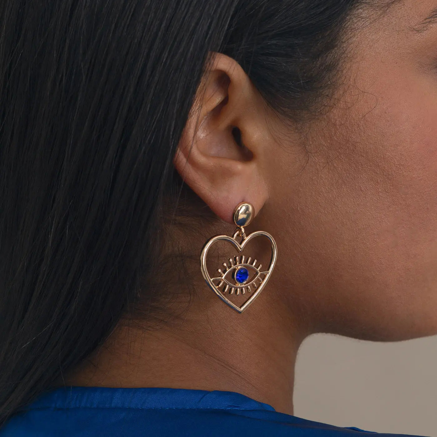 Suzy Evil Eye Heart Stud Earrings